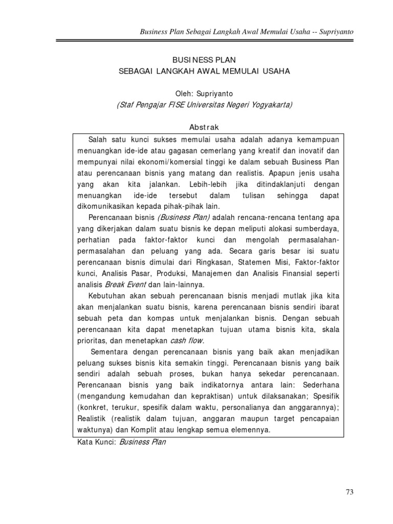 Panduan Membuat Business Plan | PDF