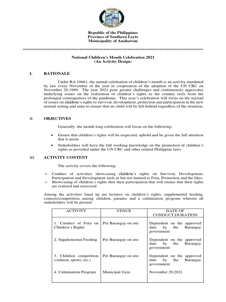 CDRA DESIGN Revised | PDF | Children's Rights | Government