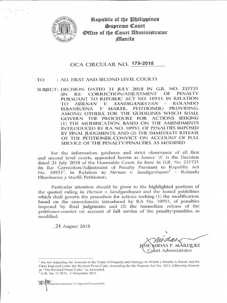 OCA Circular No. 179 2018 | PDF