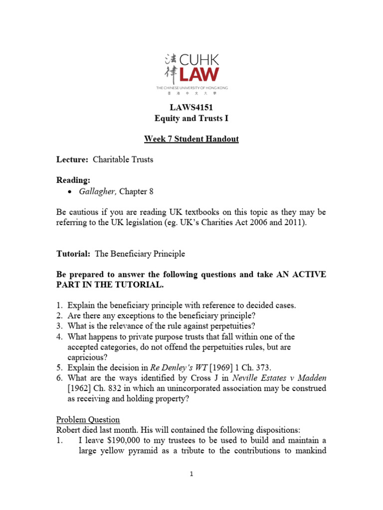 LAWS4151 Week 7 Student Handout | PDF