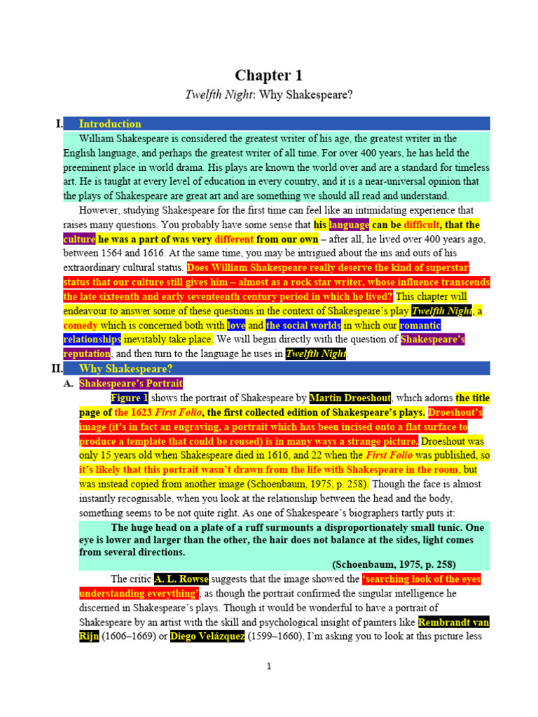 Chapter 1 - Twelfth Night - Why Shakespeare (Revised) | PDF | Metre ...