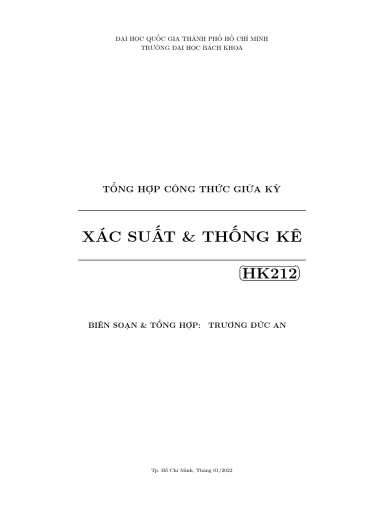 Xác Suất & Thống Kê HK212 | PDF