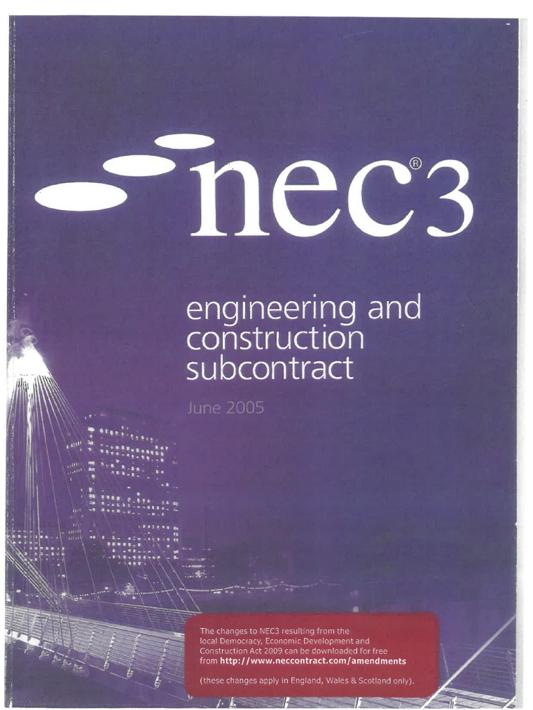 NEC3 - Engineering and Construction Sub-Contract - June 2005 | PDF