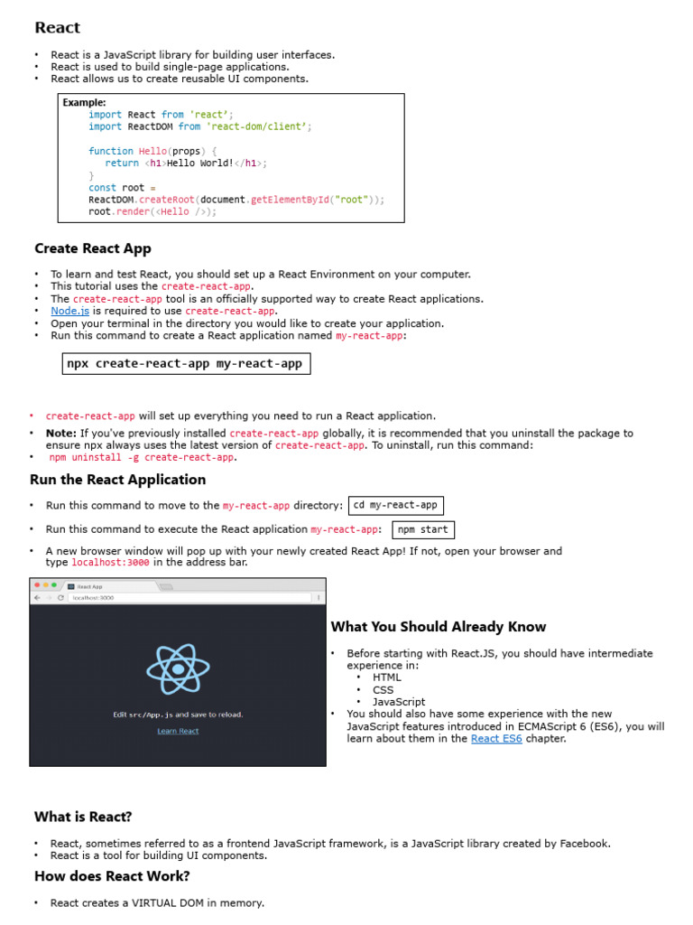 React Notes Pdf Document Object Model Java Script