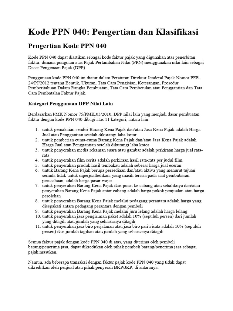 Kode PPN 040 | PDF