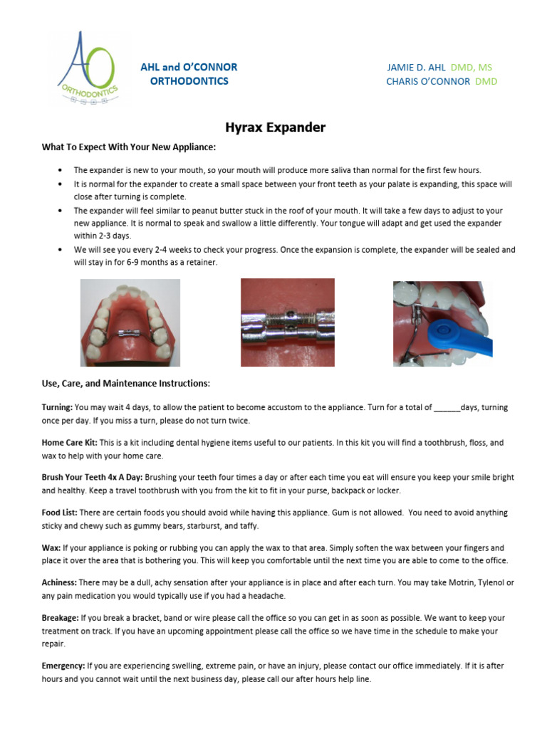 Hyrax Expander Instructions | PDF | Toothbrush | Oral Hygiene