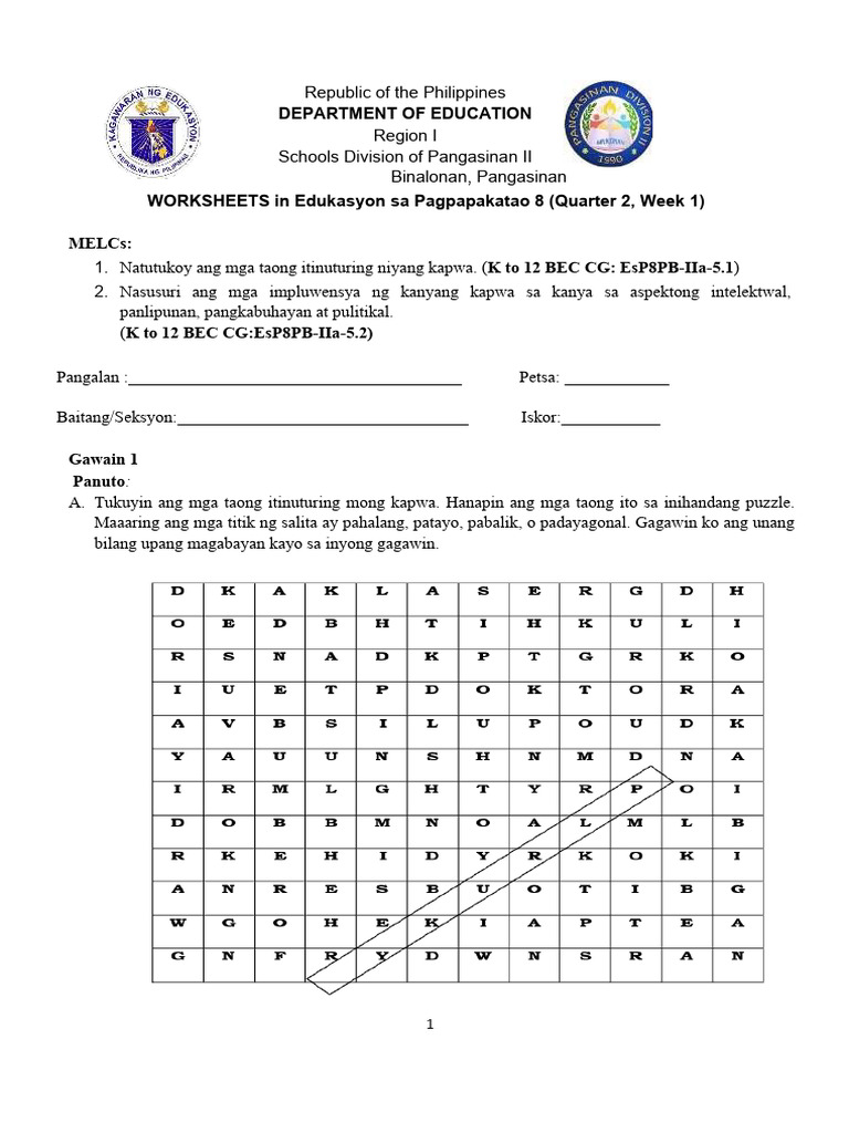 Esp 8 Second Quarter Week1version2 | PDF