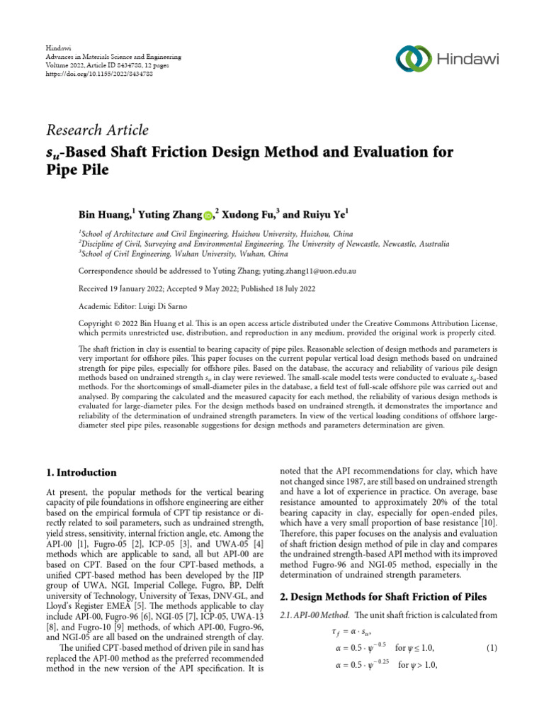 Su-Based Shaft Friction Design Method and Evaluation For Pipe Pile ...