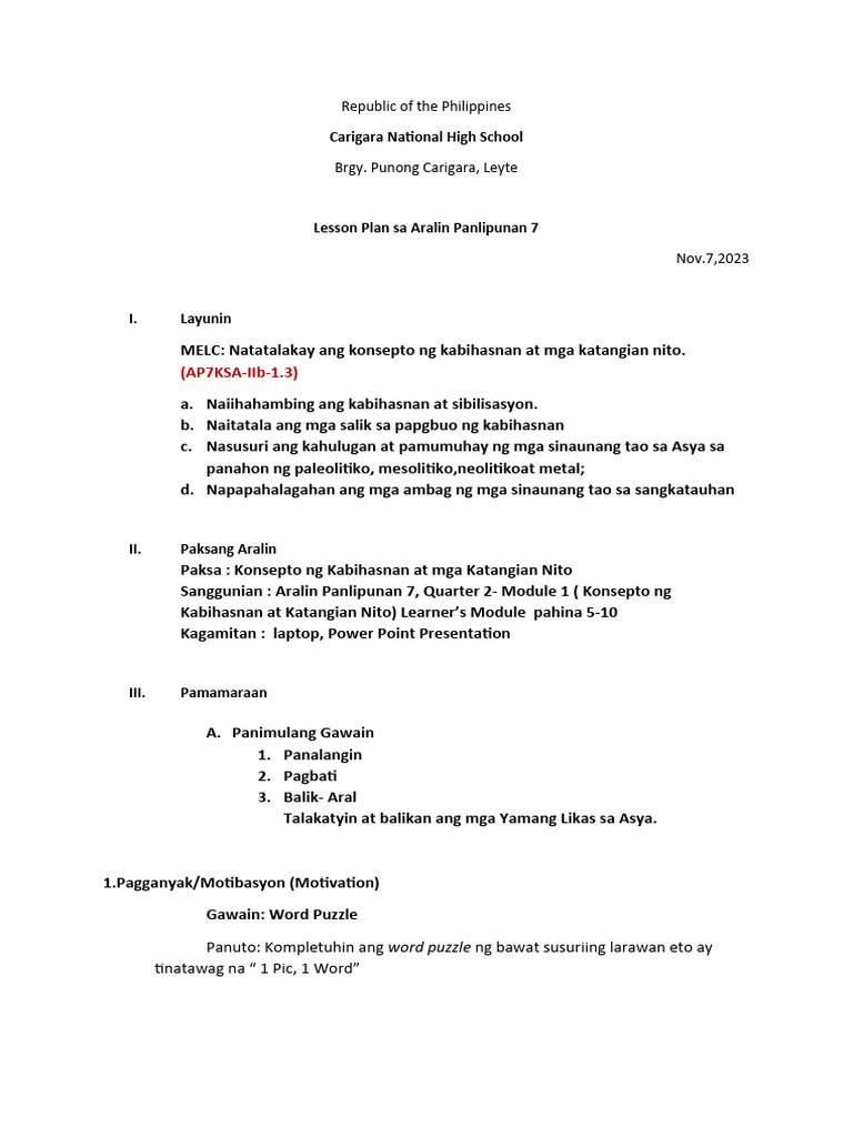 AP7 Konsepto NG Kabihasnan at Katangian Nito | PDF