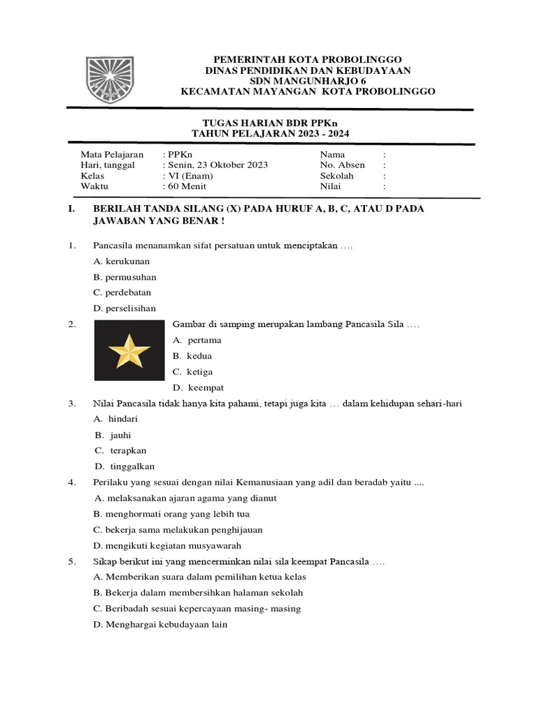 Tugas Harian BDR PPKN | PDF