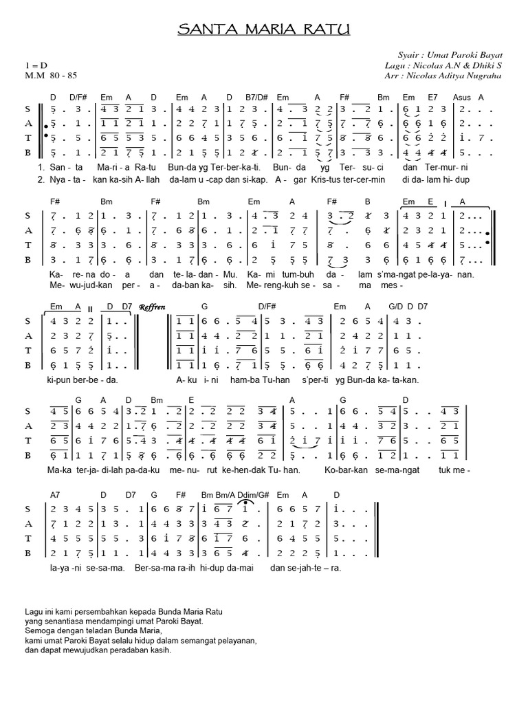 Lagu Persembahan untuk Bunda Maria | PDF