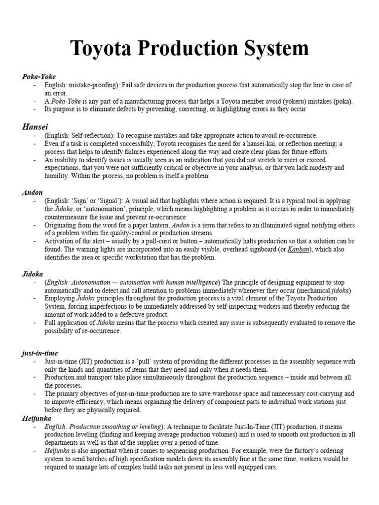 Toyota Production System 101 | PDF