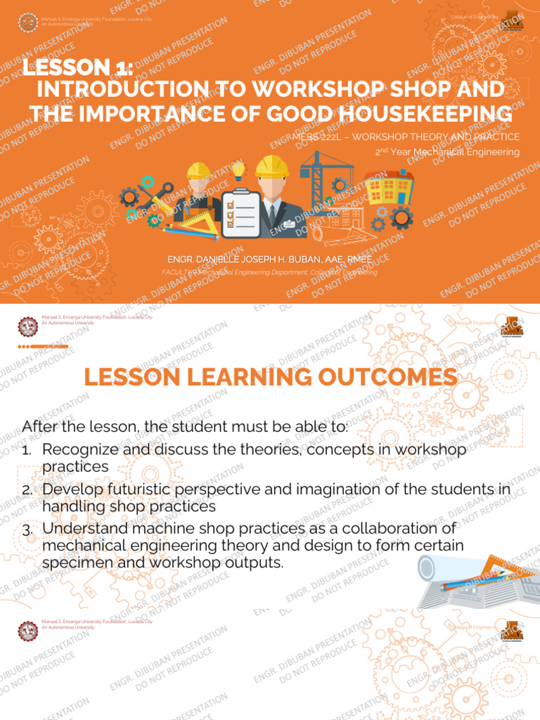 Lesson 1 - Introduction To Workshop and The Importance of Good House Keeping | PDF | Finite ...