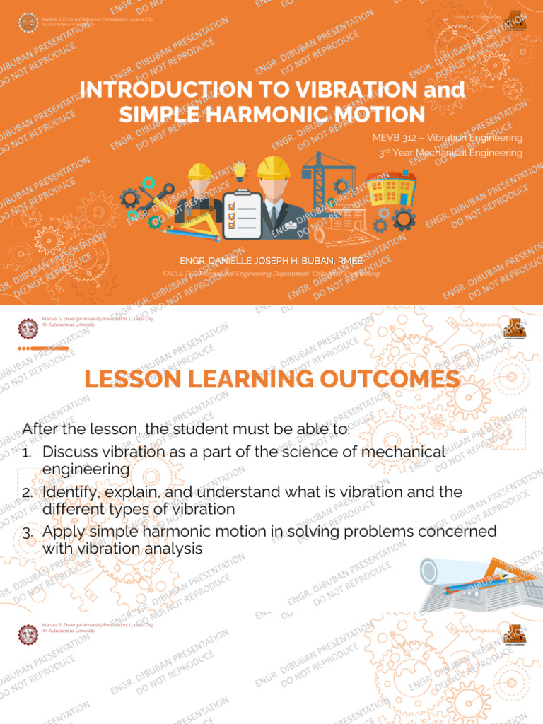 Lesson 1 and 2 - Introduction to Vibration and Simple Harmonic Motion3 | PDF | Oscillation ...