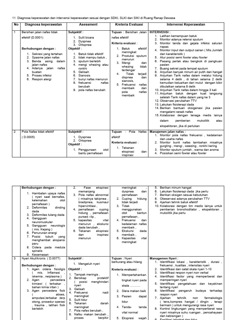 Diagnosa Keperawatan Di Ranap Dewasa | PDF