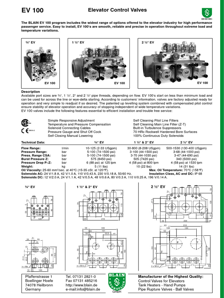 EV100 Range of Valve Blocks - 231026 - 112626 | PDF