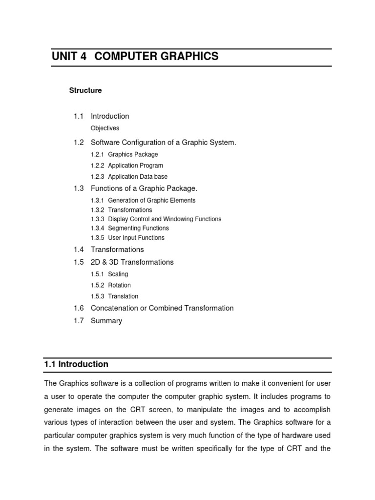 UNIT 4 Computer Graphics | PDF | 2 D Computer Graphics | Computer Graphics