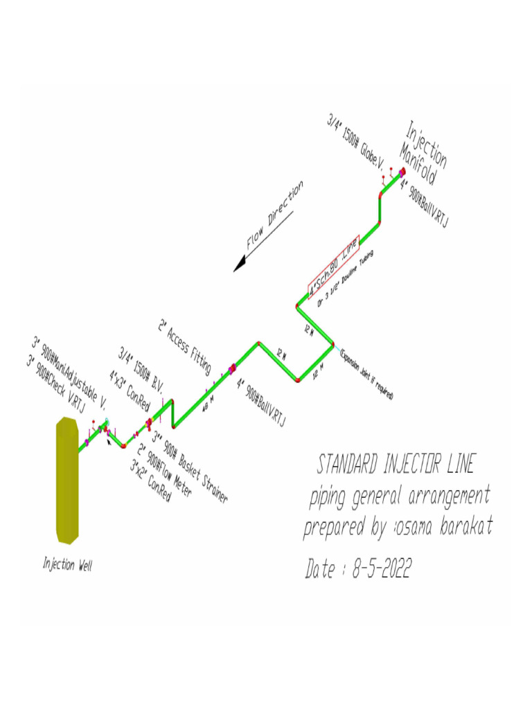 STANDARD INJECTOR LINE PIPING GENERAL ARRANGEMENT 3D 8-5-2022-Model | PDF