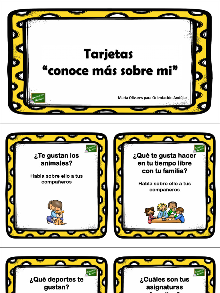 Tarjetas Conoce Mas Sobre Mi | PDF Tarjetas Conoce Mas Sobre Mi | PDF