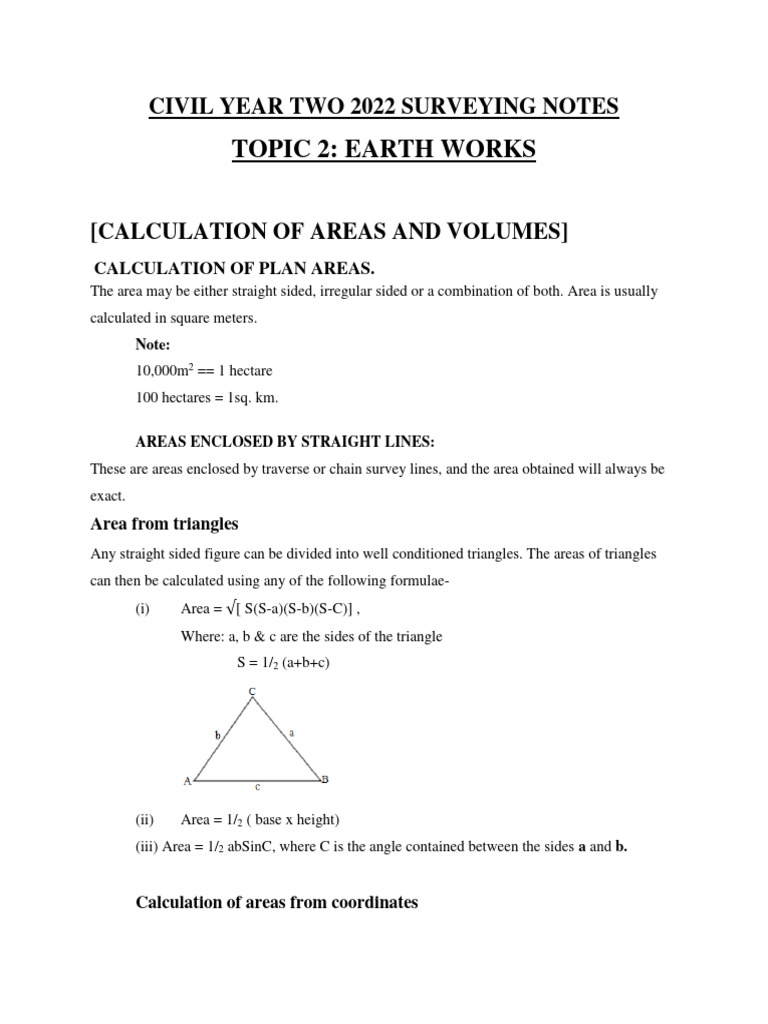 Earth Work Beng | PDF | Area | Surveying