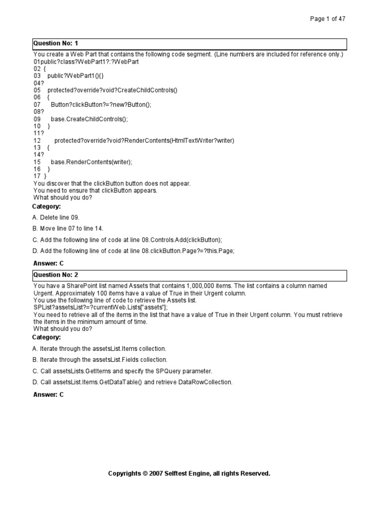 SP2010 Qs | PDF | Share Point | Representational State Transfer