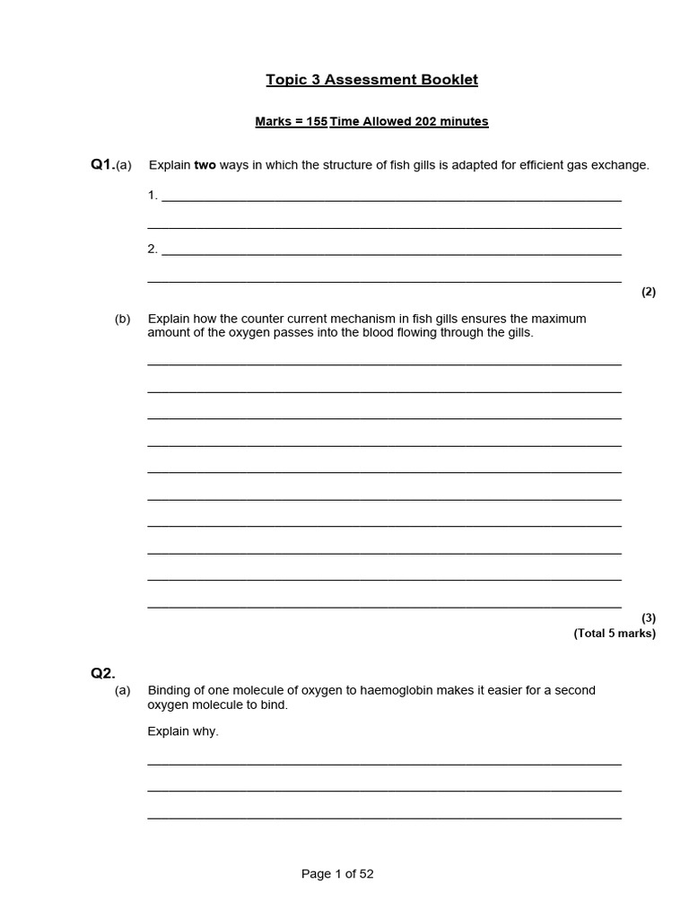 Topic 3 Assessment Booklet | PDF