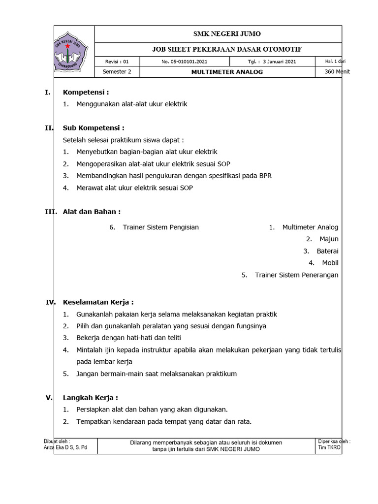 05-Jobsheet Multimeter (Tegangan) | PDF