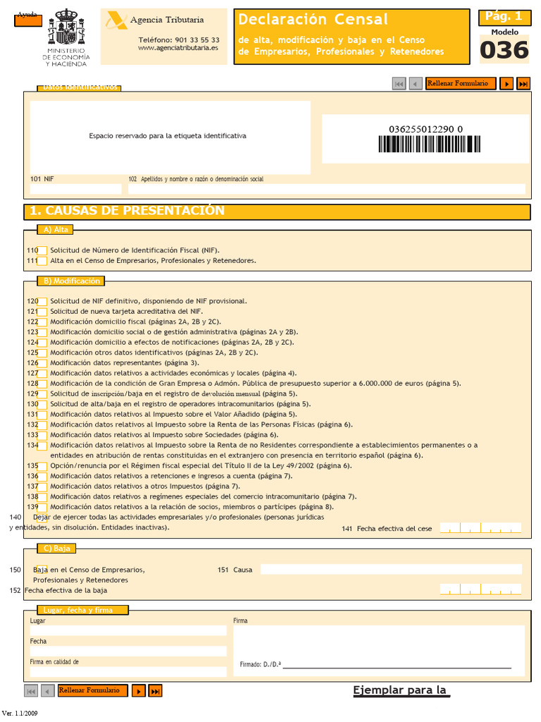 Modelo 036 | PDF | Finanzas y administración del dinero