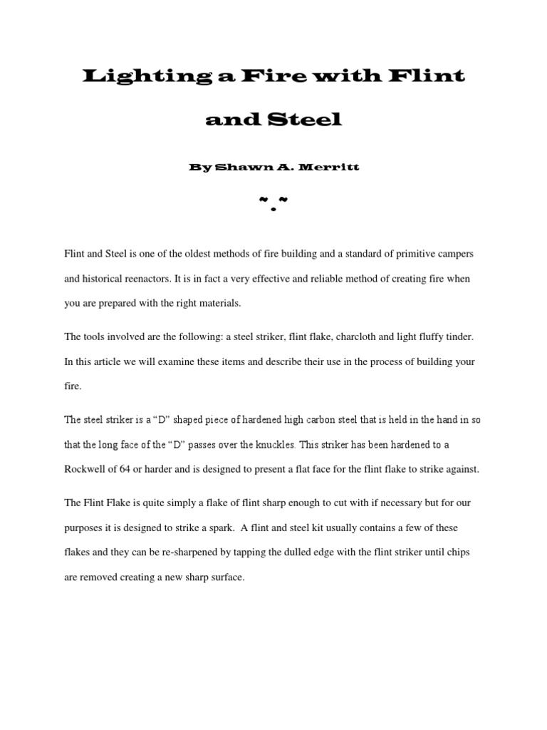 Lighting A Fire With Flint and Steel | PDF | Flint | Steel
