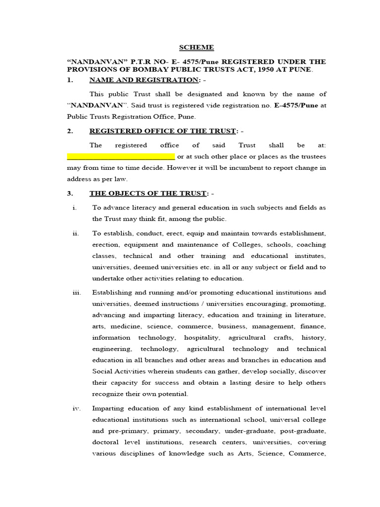 Scheme Draft NEW | PDF | Trust Law | Trustee