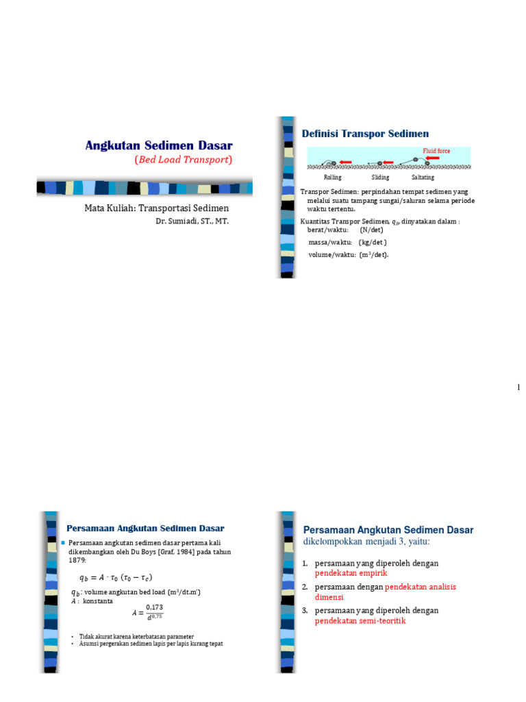 Pertemuan 6 TRANSED Angkutan Sedimen Dasar2 | PDF