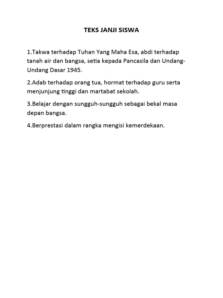 TEKS JANJI SISWA | PDF