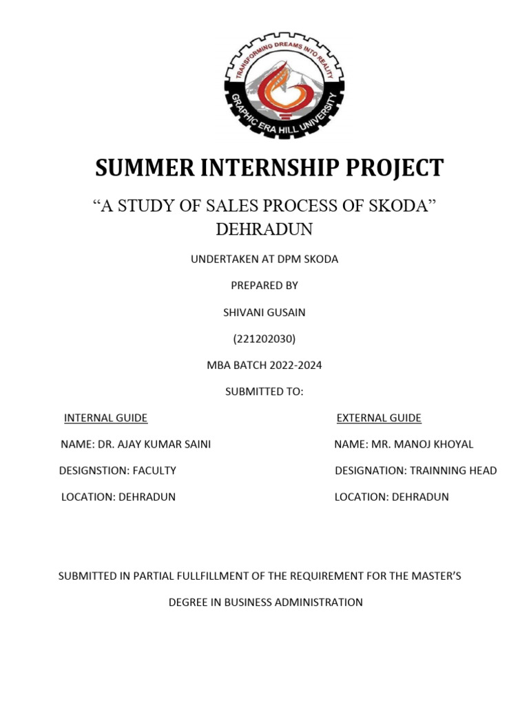 Summer Internship Project | PDF | Methodology | Data