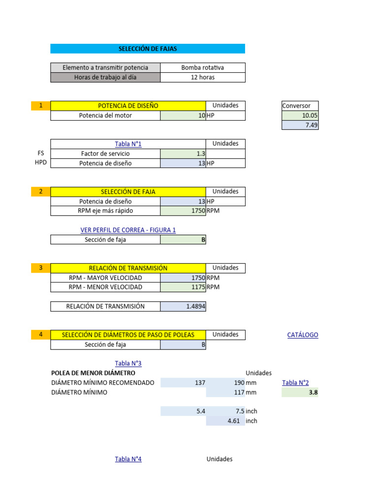 Cálculo de Fajas en V | PDF | Máquinas | Mecánica
