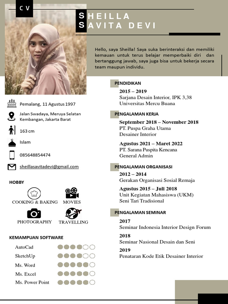 CV & PORTFOLIO Sheilla Savita Devi | PDF