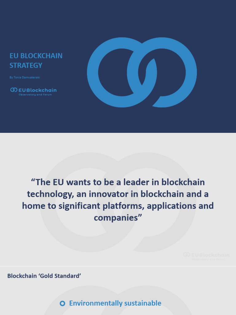 Tonia Damvakeraki Overview of The EU Blockchain Strategy | PDF | European Union | Innovation