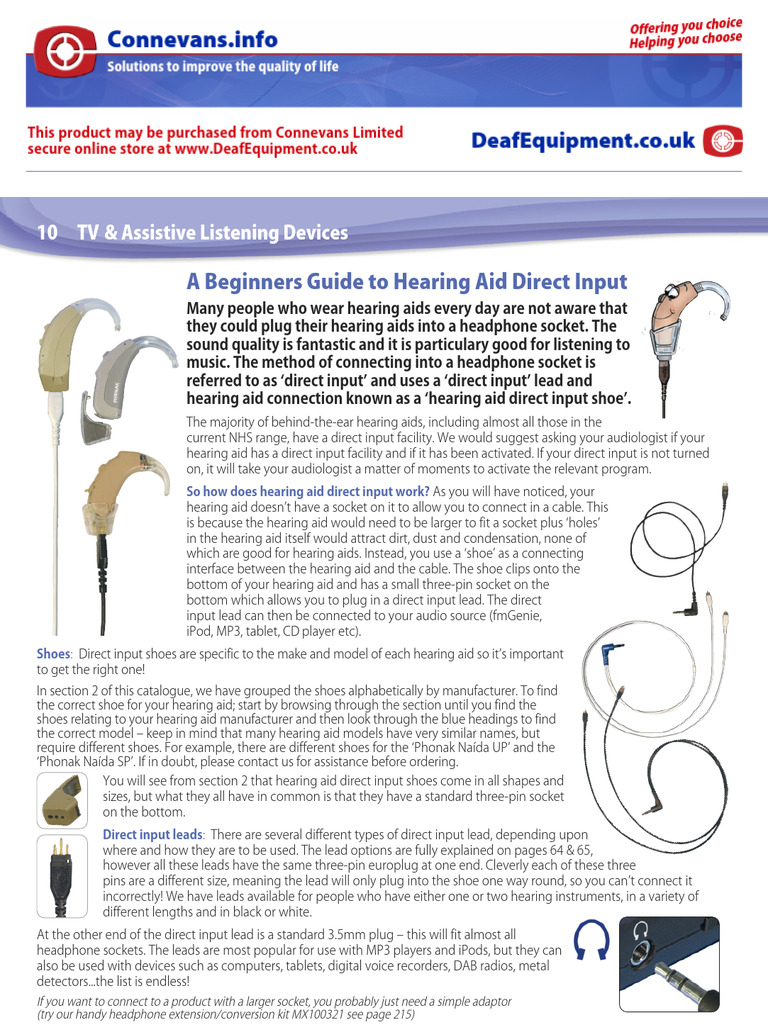 Hearing Aid Direct Input Guide | PDF | Hearing Aid | Headphones