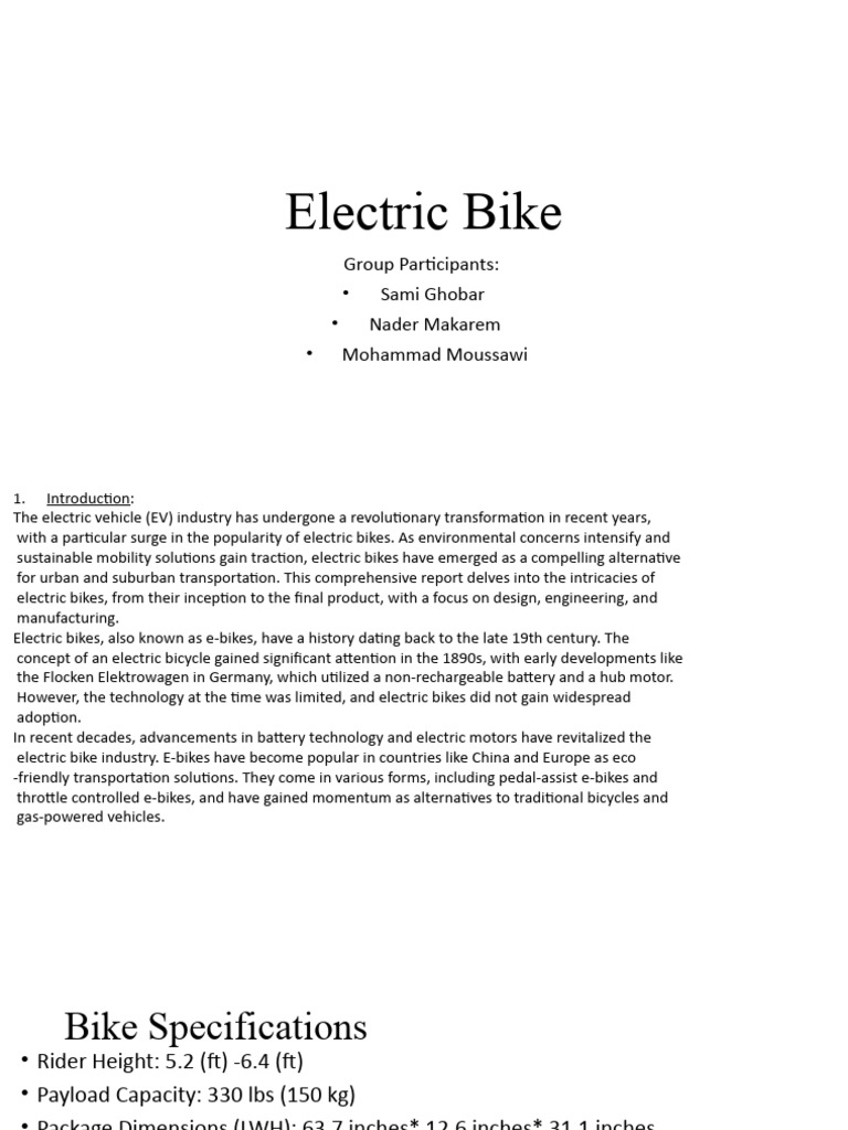 Electric Bike | PDF