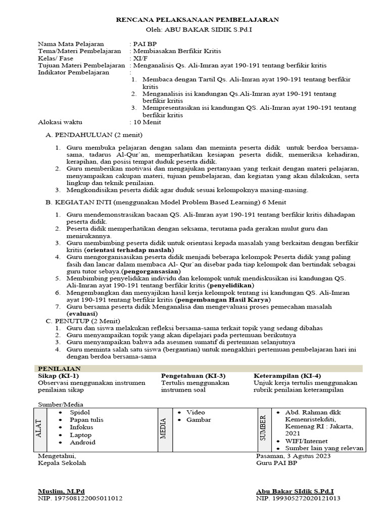Format - RPP - CGP - 10 - REGULER Ok | PDF