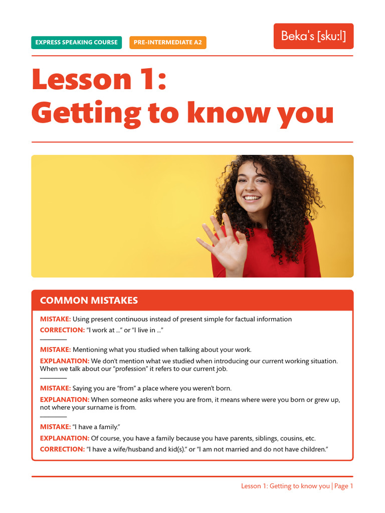 Lesson 1 - Getting To Know You | PDF | Linguistics | Human Communication