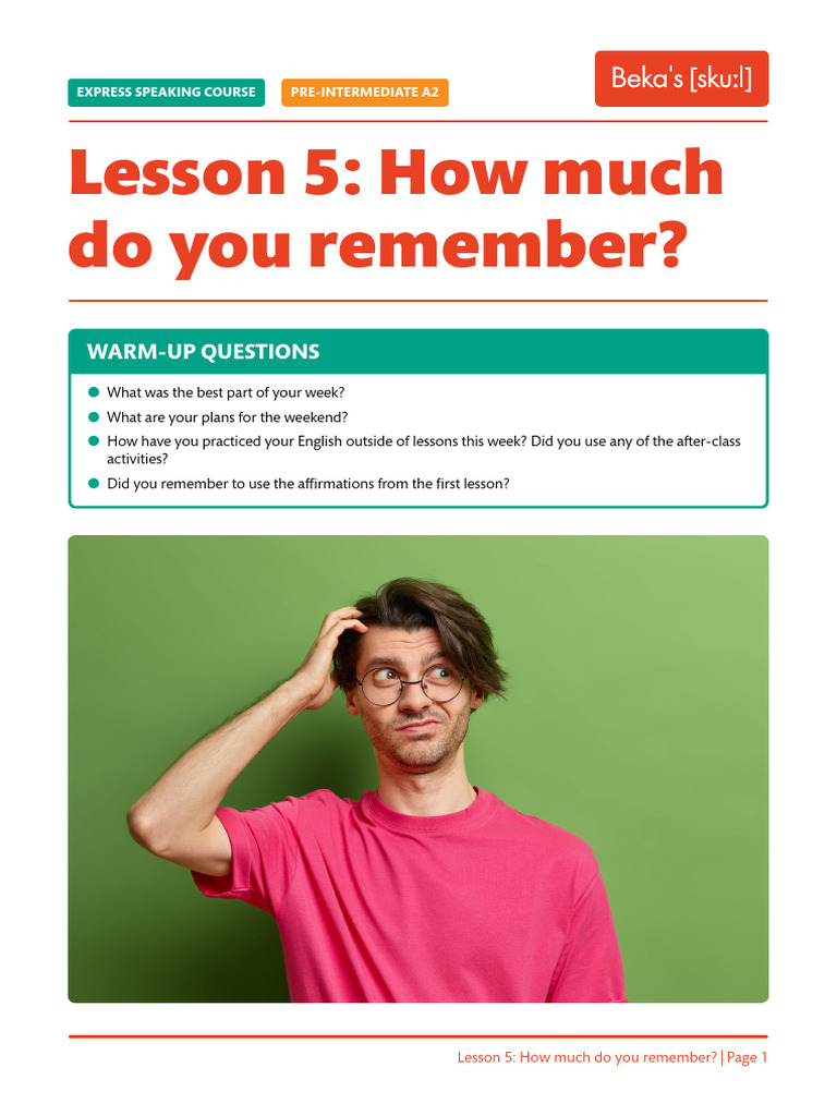Lesson 5 - How Much Do You Remember | PDF