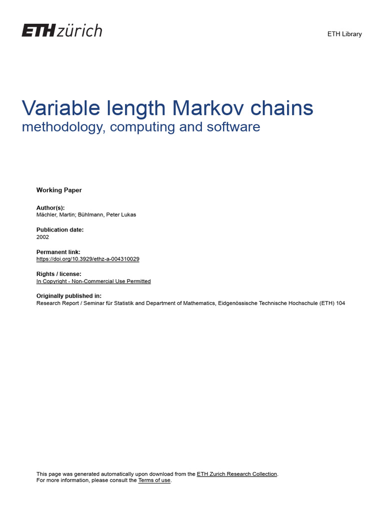 Variable Length Markov Chains | PDF | Markov Chain | Akaike Information ... Variable Length Markov Chains | PDF | Markov Chain | Akaike Information ...