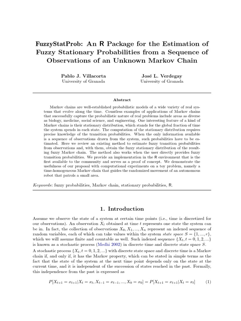 Fuzzy Stat Prob Pdf Markov Chain Stochastic Process
