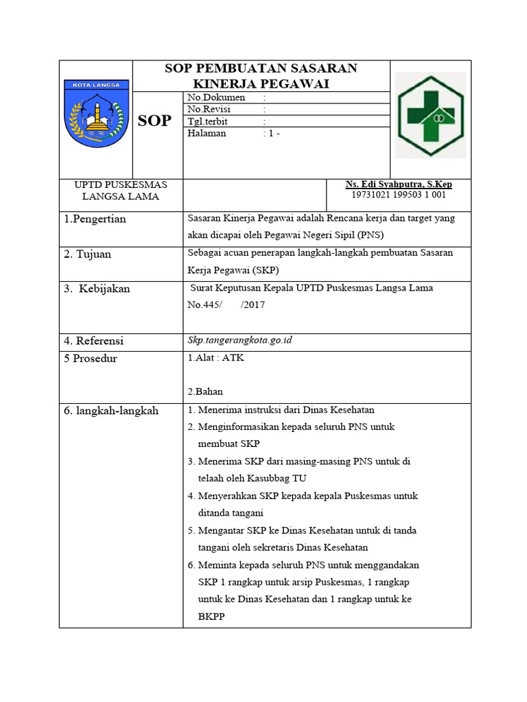 Sop Pembuatan SKP Pegawai | PDF