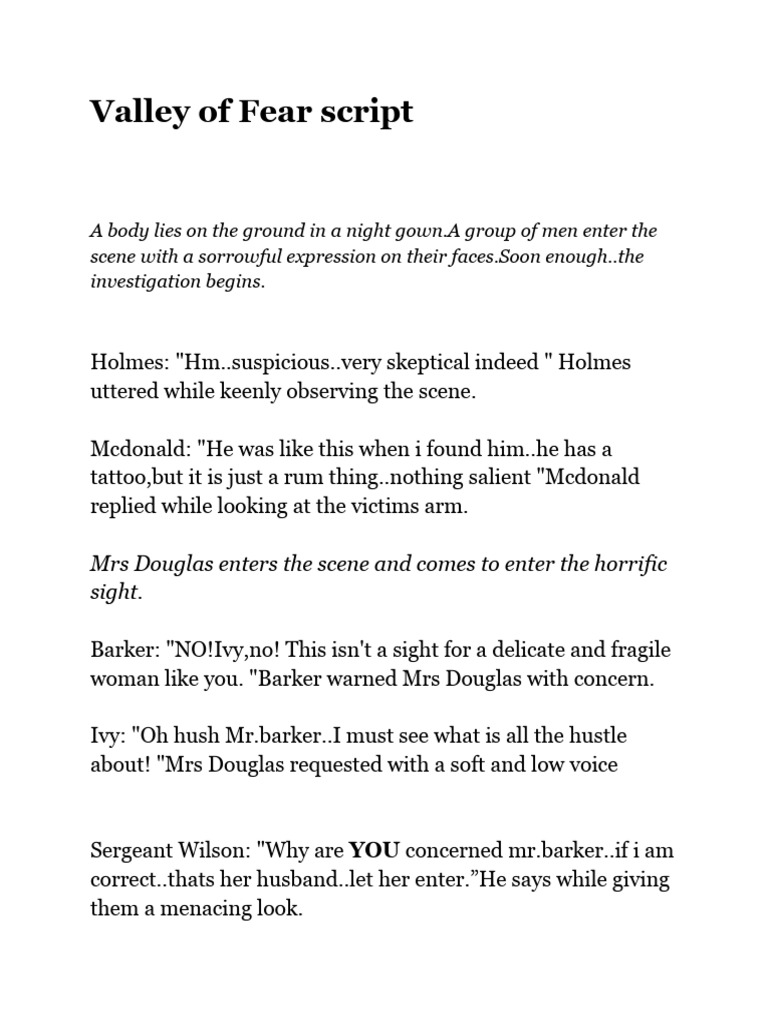 Valley of Fear Script | PDF