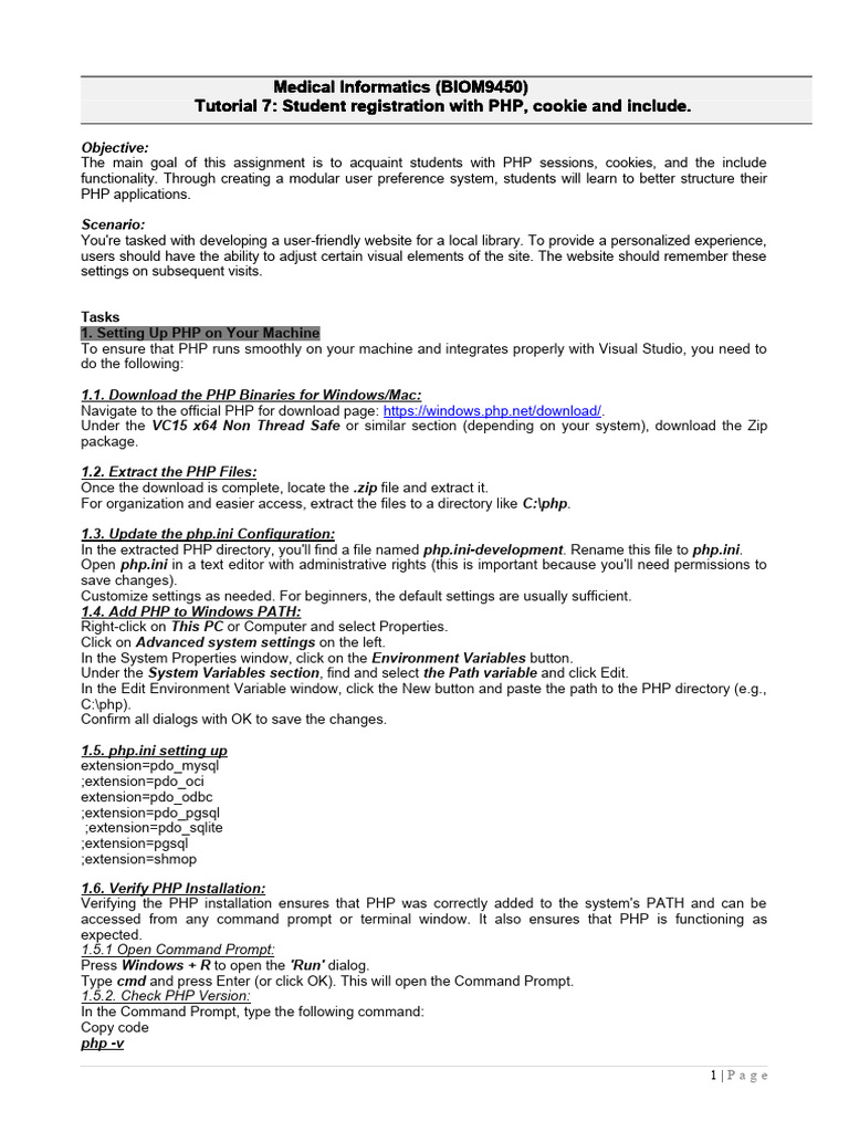 Biom9450 Tut7 Php W7 V3 Pdf Php Command Line Interface 
