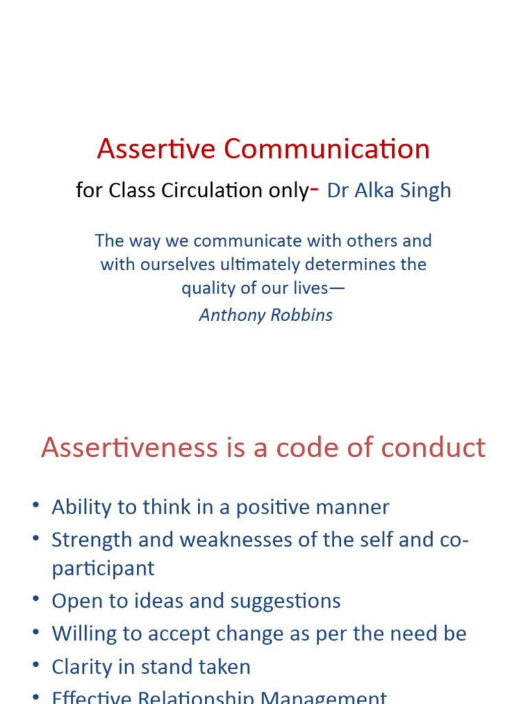 Assertive Communication | PDF | Self Esteem | Psychology