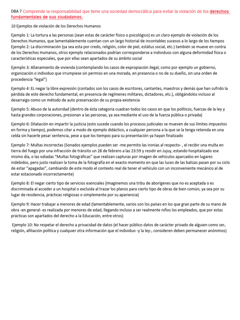 DBA 7 Comprende La Responsabilidad Que Tiene Una Sociedad Democrática para Evitar La Violación ...