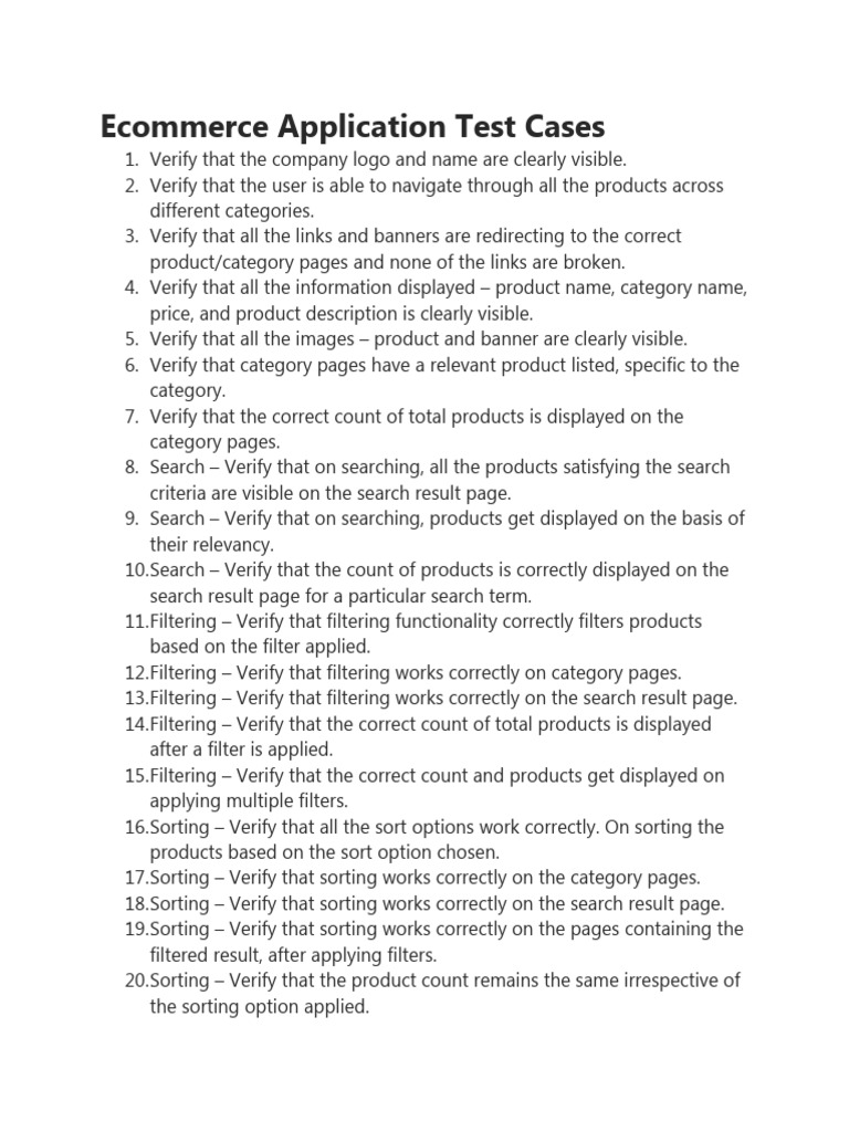 Ecommerce App Test Cases | PDF