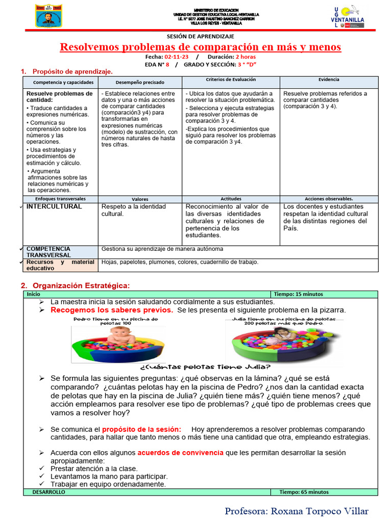 Resolución de Problemas de Comparación | PDF | Evaluación